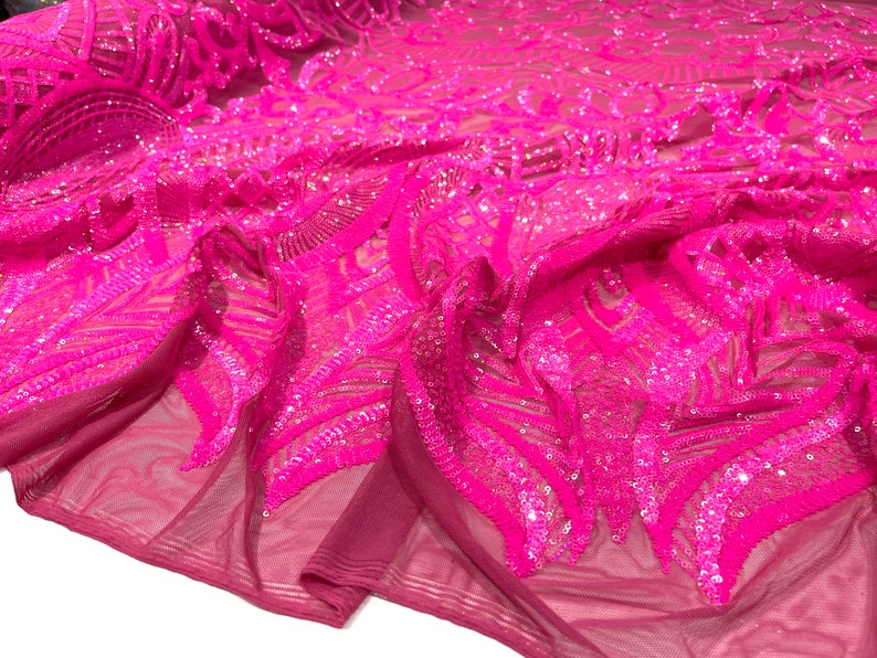 Hot Pink Iridescent Royalty Sequin Design on a Fuchsia 4 Way Stretch ...