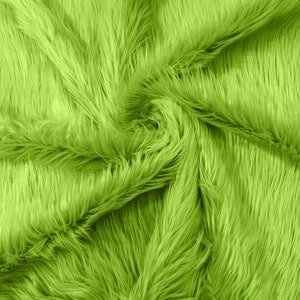 Lime Green Long Pile Soft Faux Fur Fabric for Fur Suit, Cosplay Costume ...