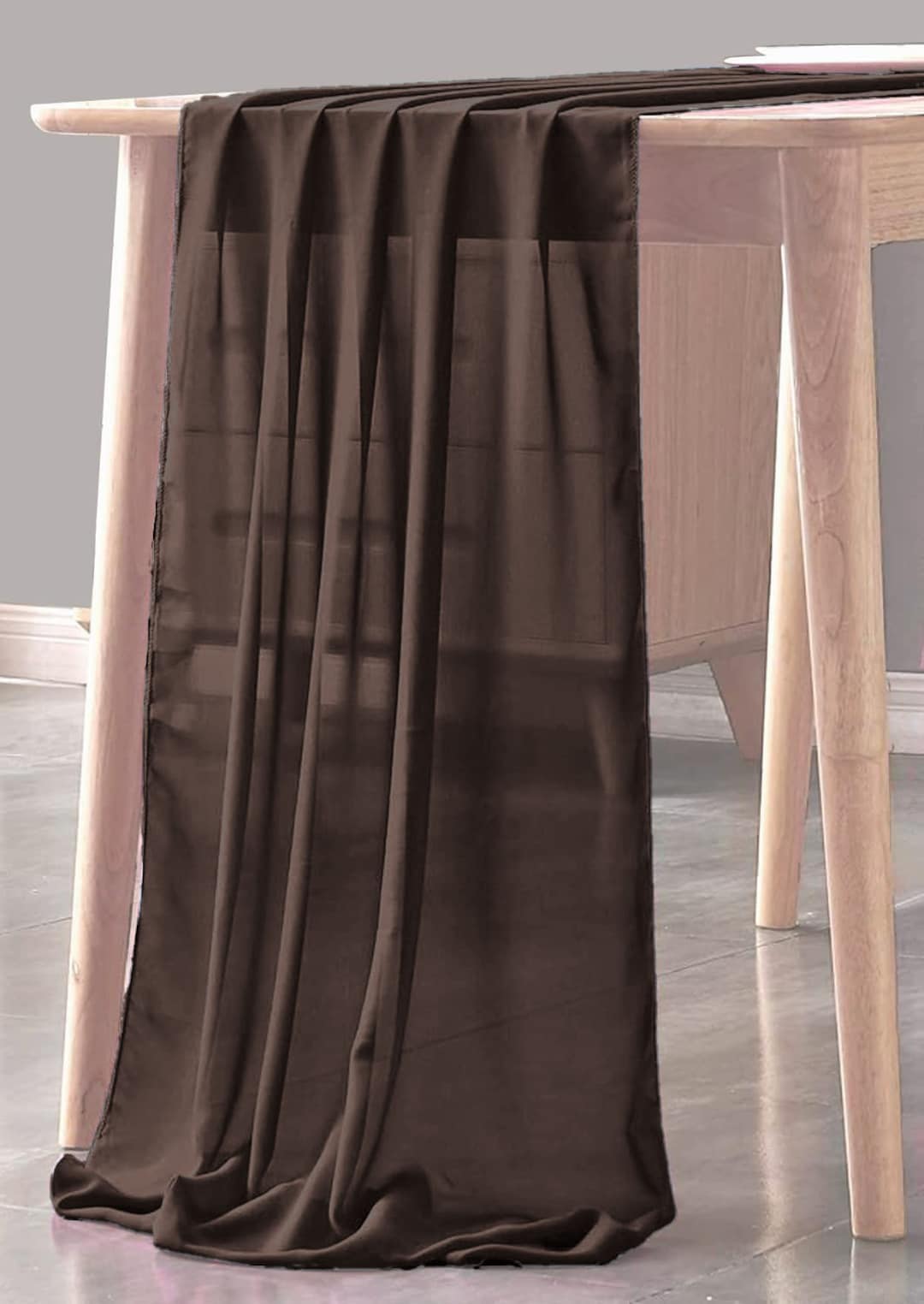 Chocolate Brown - Chiffon Sheer Table Runner for Wedding, Decorations ...