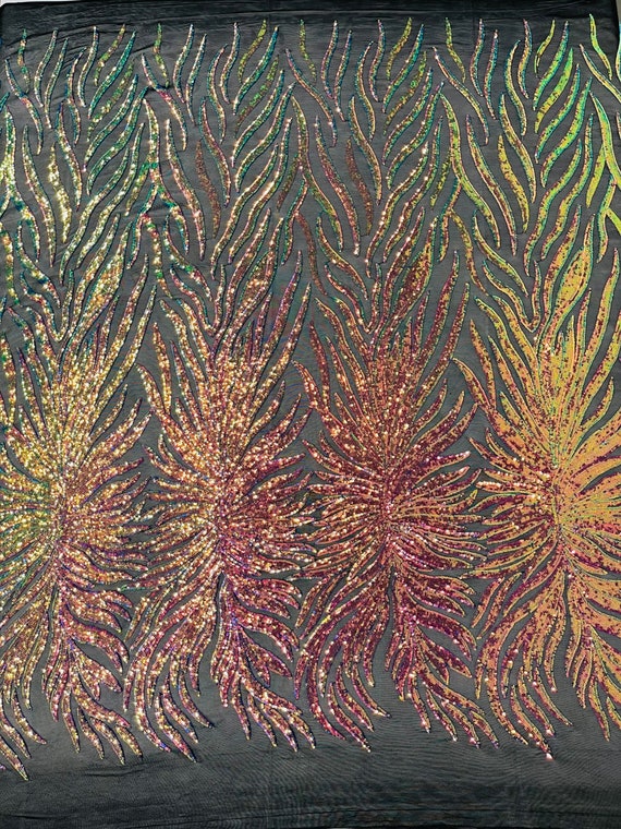 Rainbow Iridescent Phoenix Feather Design With Sequins | Etsy