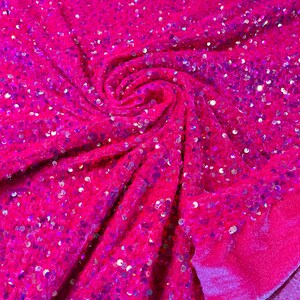 Fuchsia Iridescent 5mm Sequins on a Fuchsia Stretch Velvet 2-way ...