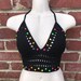 Black Handmade Rainbow Kandi Beaded Crochet Halter Rave Festival Crop ...