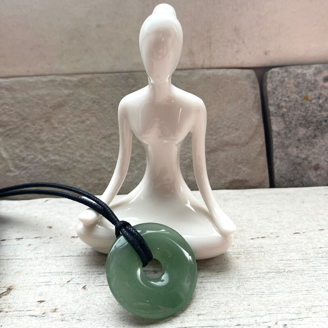 Pi Stone Donut Pendant, Healing Crystal Vegan Cord Necklace - Etsy