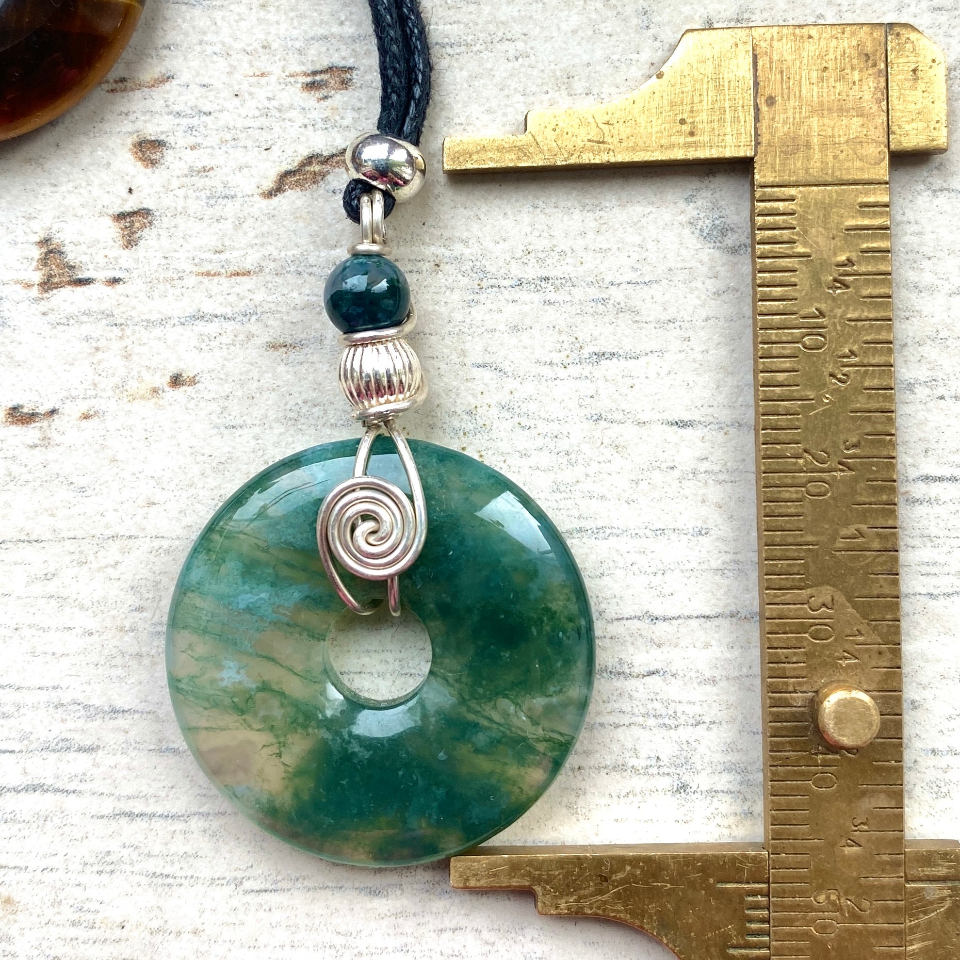 Pi Stone Donut Pendant, Healing Crystal Vegan Cord Necklace - Etsy