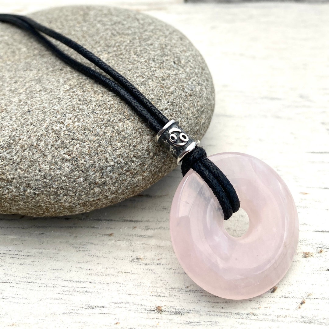 Rose Quartz Gift, Birthstone Donut Pendants. A Talisman Necklace on ...