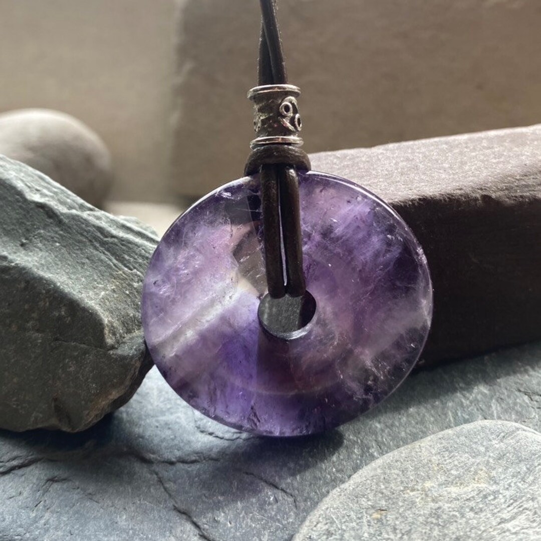 Large Dogtooth Amethyst Donut, Pi Pendant, February Birthday , Pisces ...