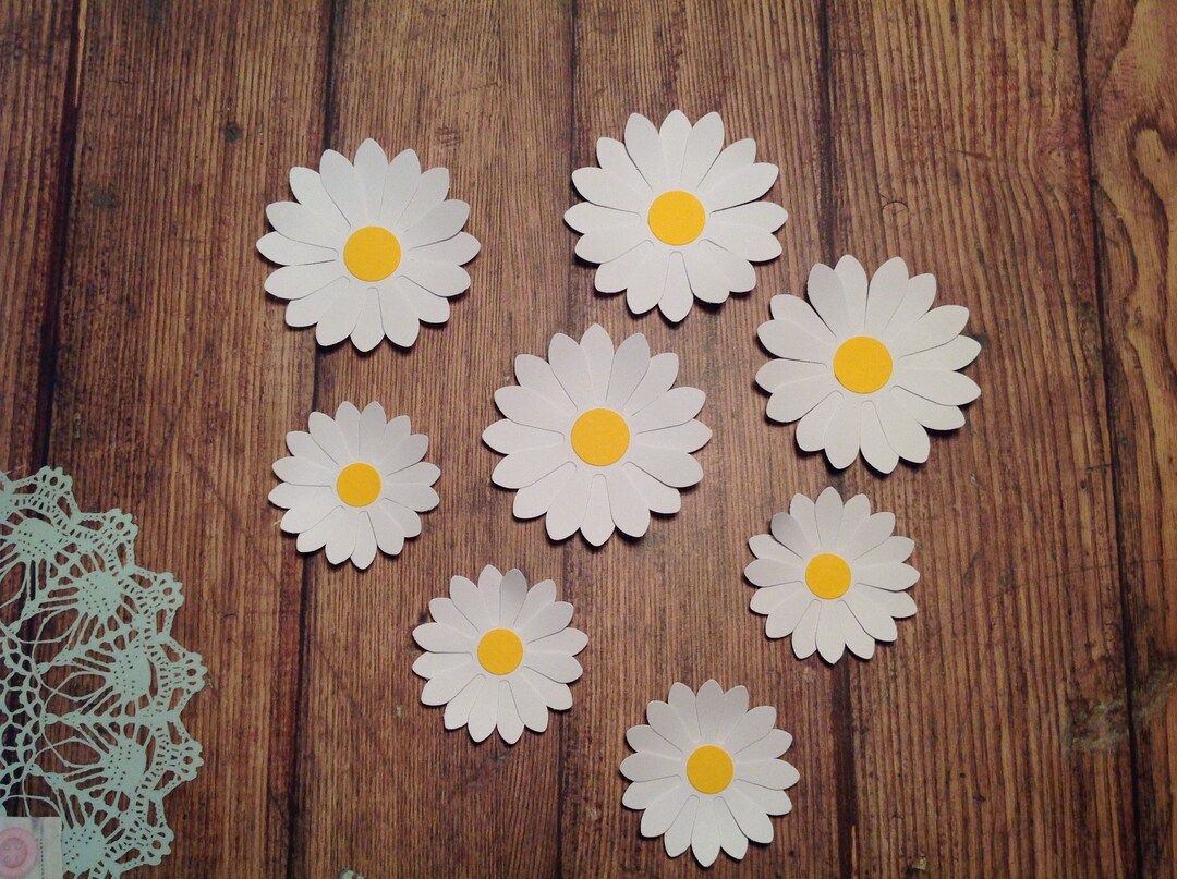 8 Daisy Die Cuts, 2 Sizes, Daisy Die Cuts, Handmade Flowers, Die Cuts ...