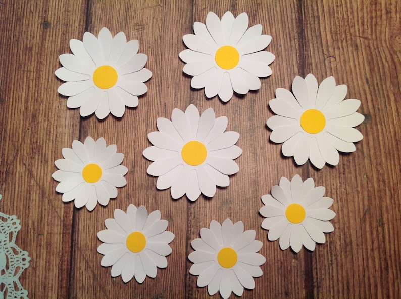 8 Daisy Die Cuts, 2 Sizes, Daisy Die Cuts, Handmade Flowers, Die Cuts ...
