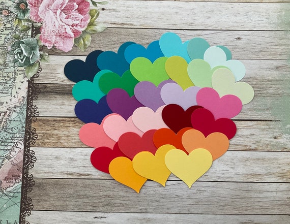 30 Love Heart Confetti Heart Confetti Heart Tags Card Stock | Etsy