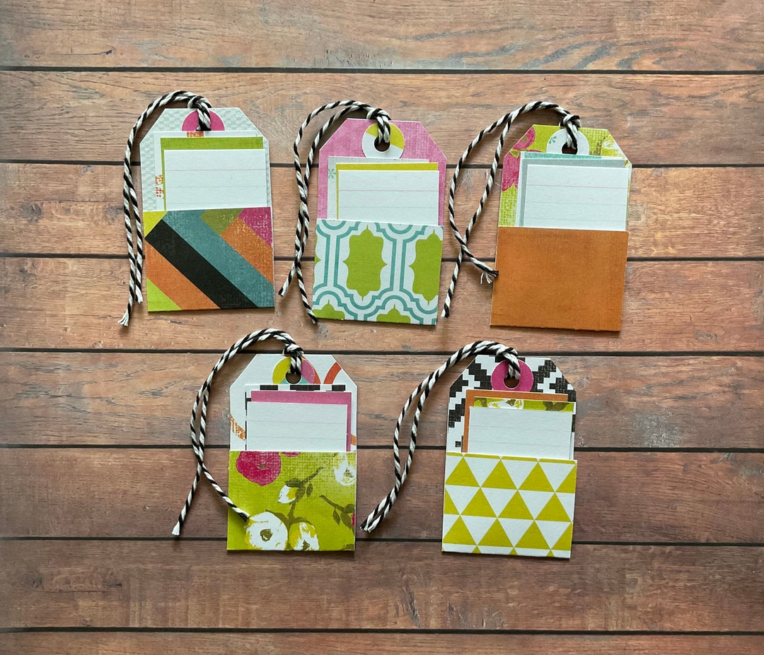 Tag Pockets, Handmade Embellishments,scrapbooking,ephemera Pack,planner ...
