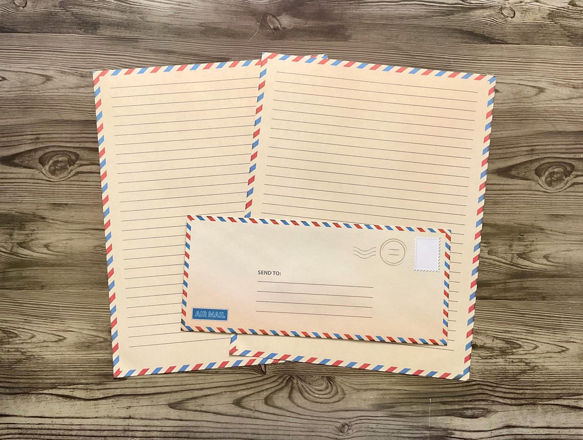 Air Mail Writing Set, Stationary Set, Large Letter Set, Airmail ...