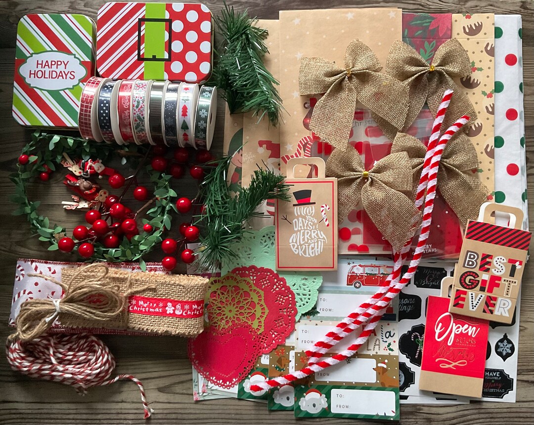 Christmas in July, Wrapping Destash, Christmas Wrapping Kit, Christmas ...