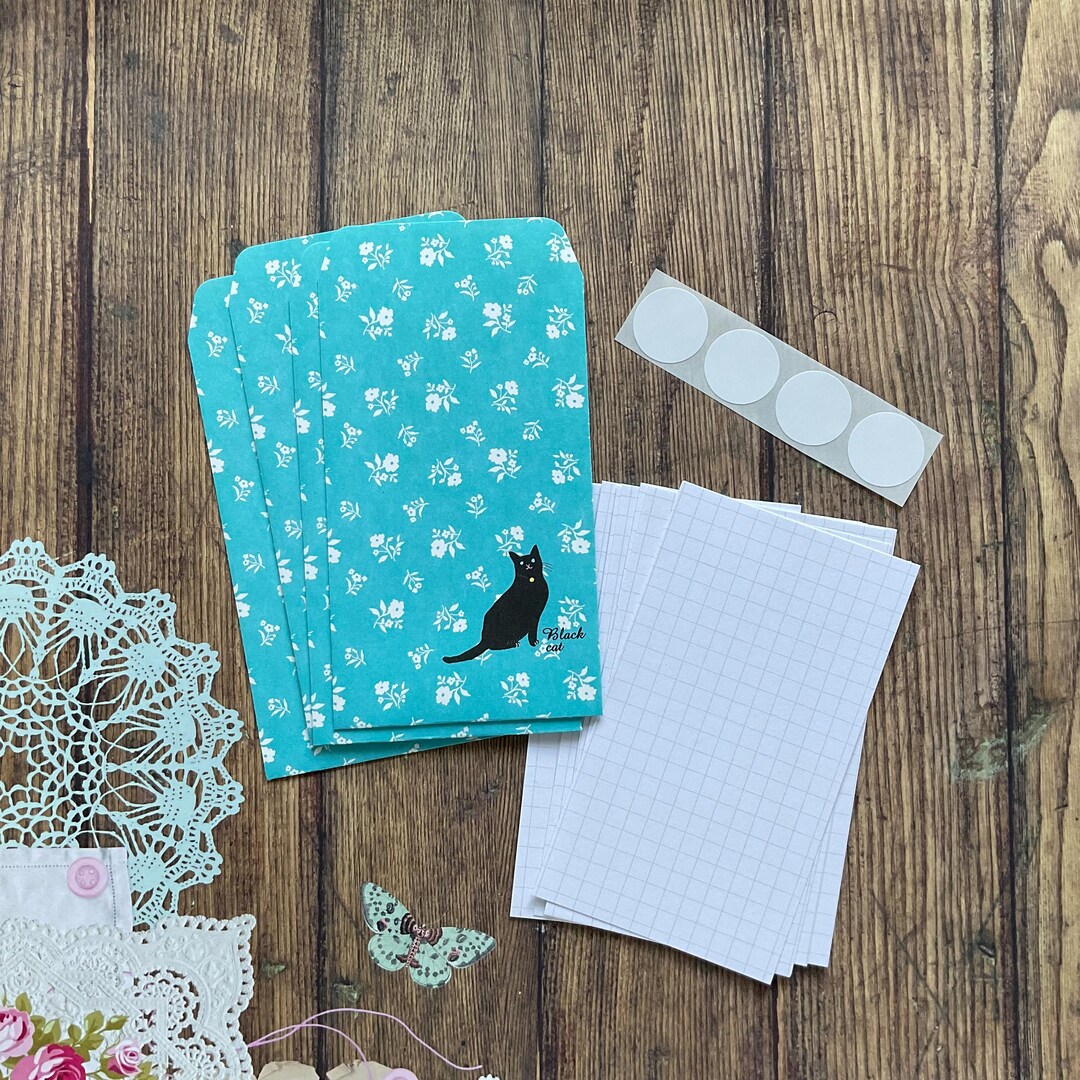 Mini Notecards and Envelope Set, Cat Stationery, Mini Stationery, Cat ...