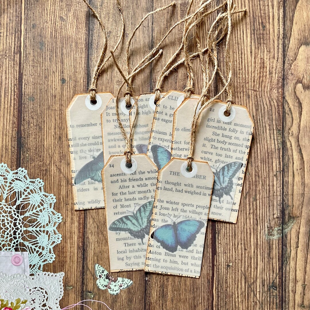 Upcycled Gift Tags, Gift Tags, Butterfly Gift Tags, Set of 8 Tags ...
