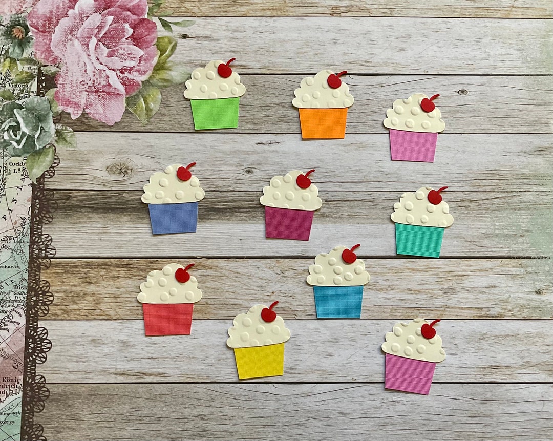 Paper Cupcake Die Cuts: Mixed Colors, Scrapbooking Embellishments (10 ...