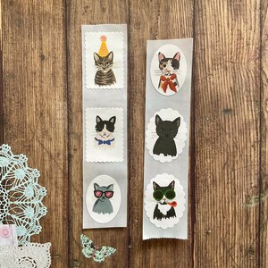 12 Cat Stickers, Handmade Paper Stickers, Kawaii Cat Stickers ...