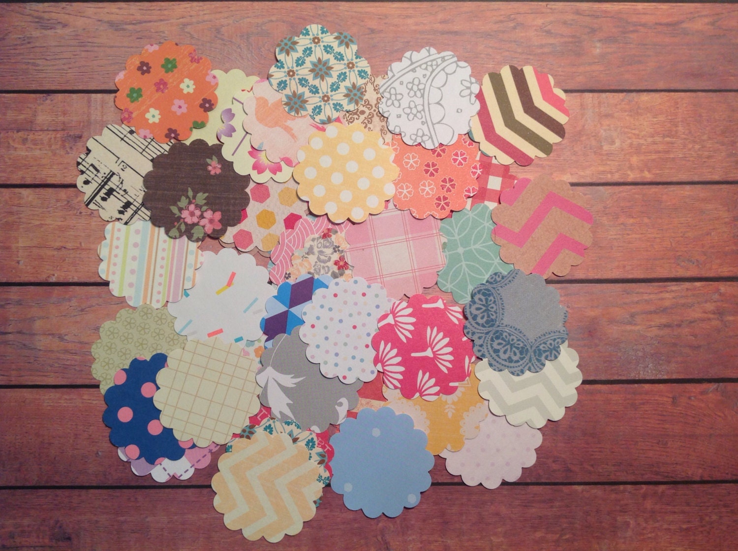 40 Die Cuts, 1.5 Inch Die Cuts, Paper Die Cuts, Multi Coloured Paper ...
