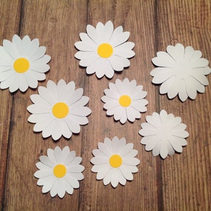 8 Daisy Die Cuts, 2 Sizes, Daisy Die Cuts, Handmade Flowers, Die Cuts ...