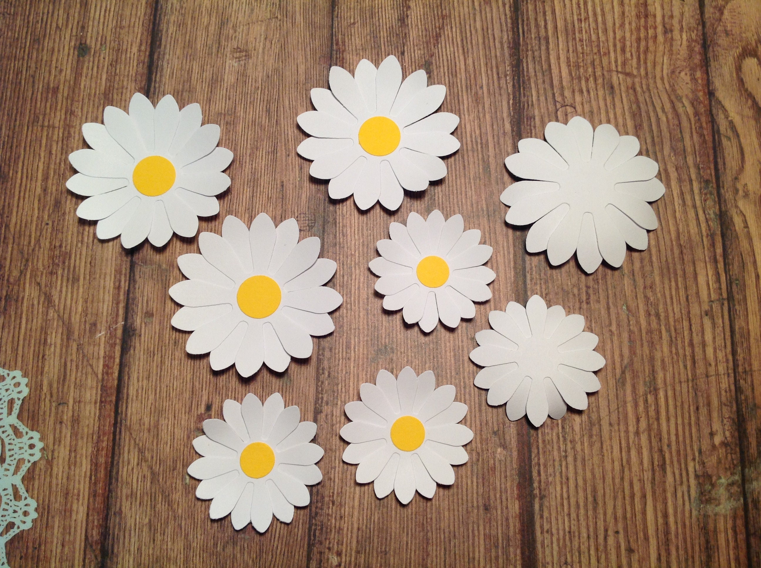 8 Daisy Die Cuts, 2 Sizes, Daisy Die Cuts, Handmade Flowers, Die Cuts ...