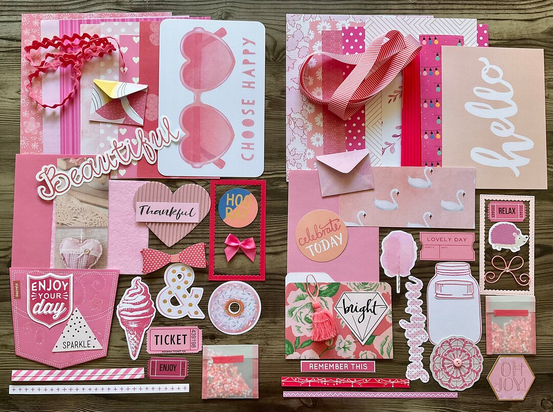 Mini Kit, Inspiration Pack, DIY Kit, Gift Wrapping Kit, Pink and White ...