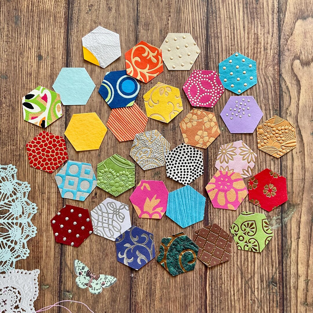 30 Die Cuts, 1.5 Inch Die Cuts, Handmade Paper Die Cuts, Multi Coloured ...