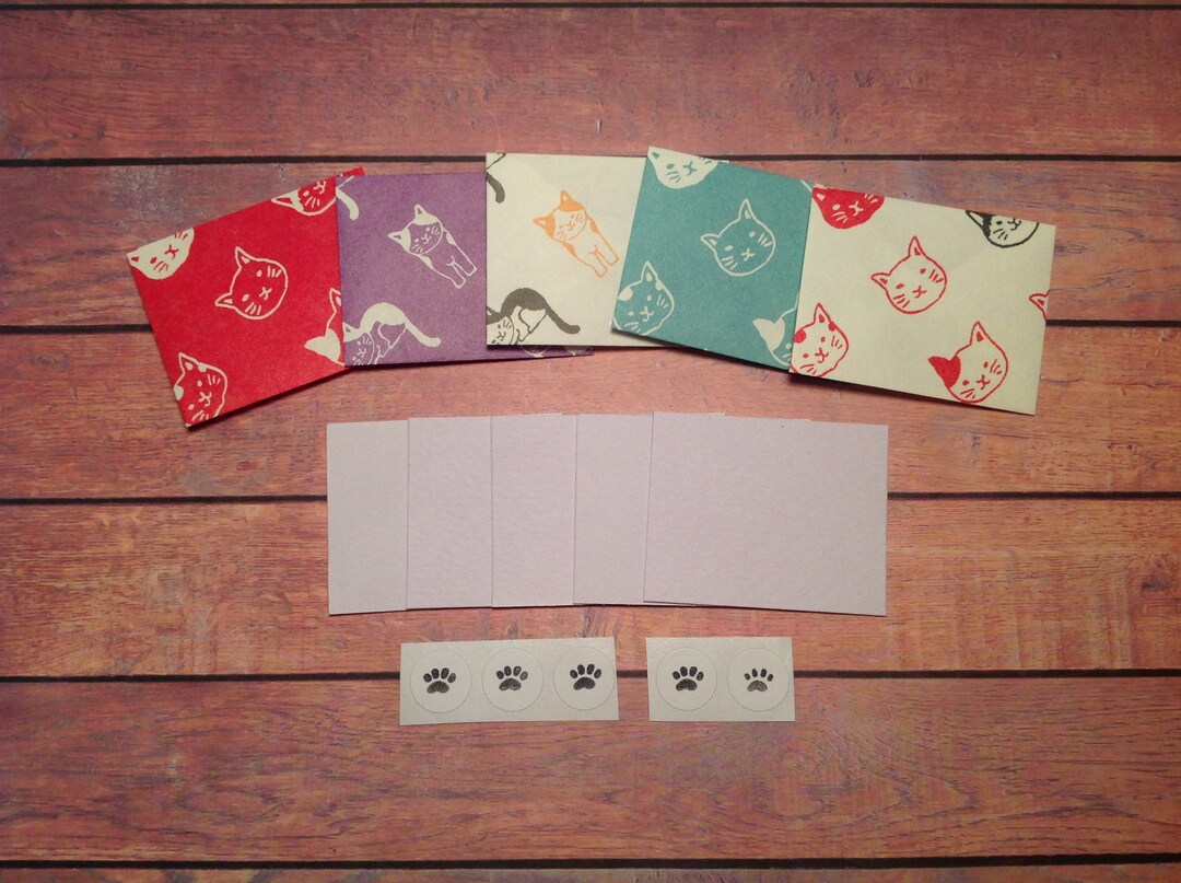 Mini Cards, Tiny Cards and Envelope Set, Cat Papers, Fairy Notes, Cat ...