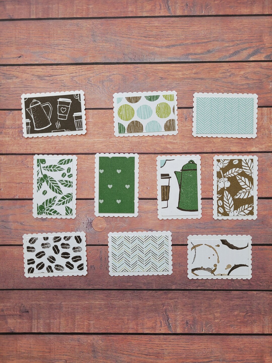 Faux Coffee Postage Stamp Die Cuts, Scrapbooking Supplies (10 Pieces ...