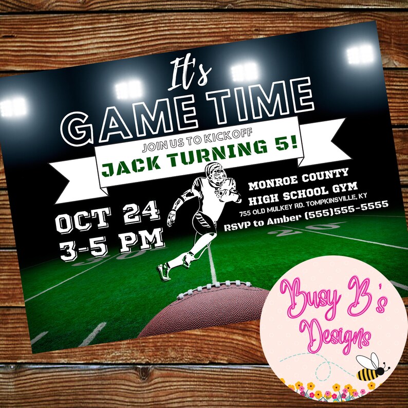 Football Birthday Invitation: Game Time Party, Photo Option (digital ...