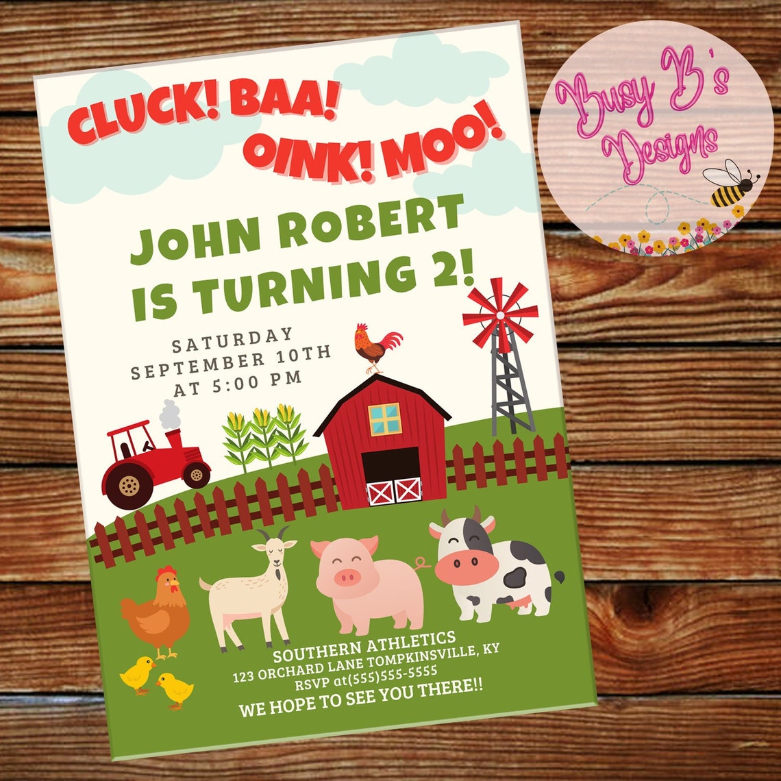 Cluck, Baa, Oink, Moo Farm Barnyard Bash Birthday Invitation - Etsy