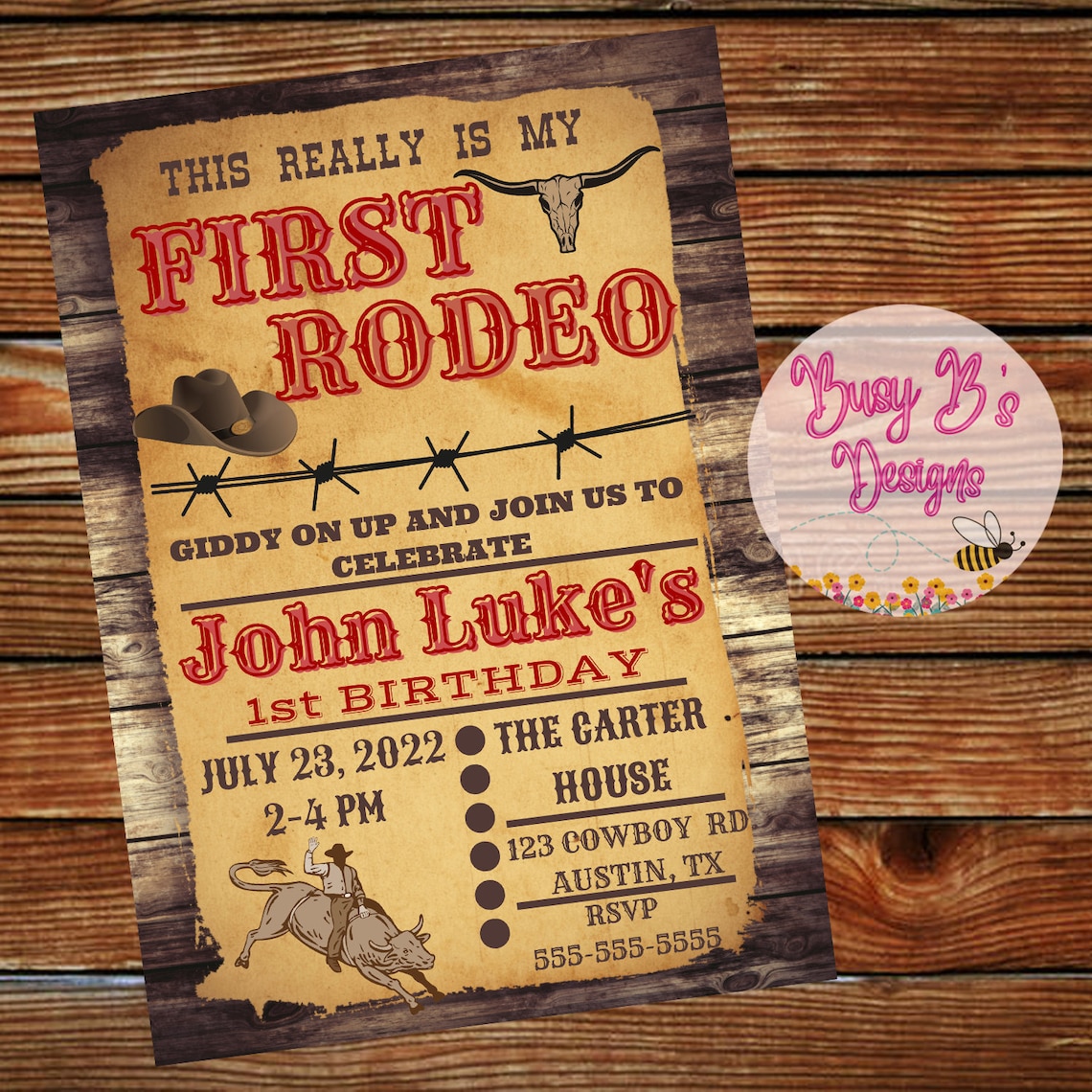 My First Rodeo Cowboy Birthday Party Invitation - First Birthday - Etsy