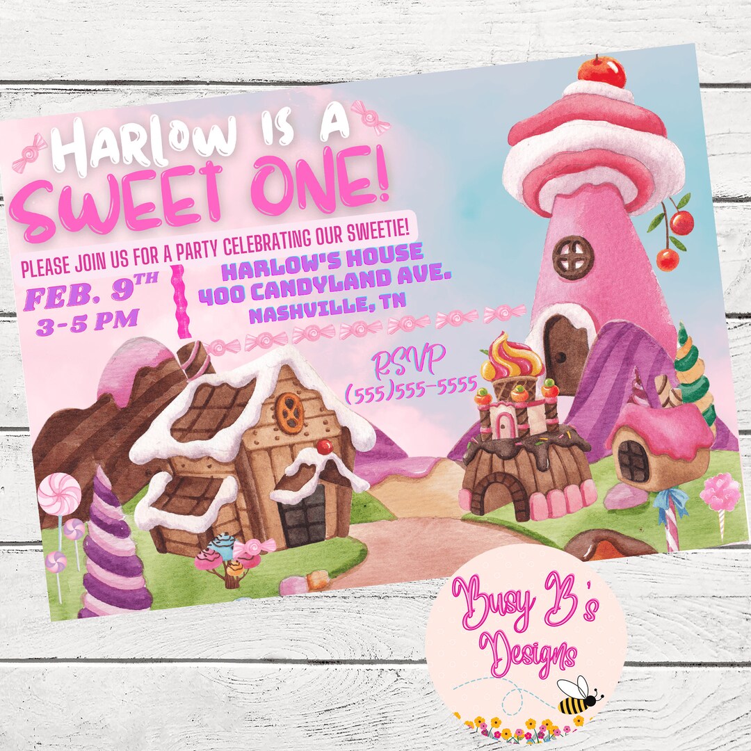 Sweet One, Candy Land, Two Sweet Birthday Invitation - Etsy