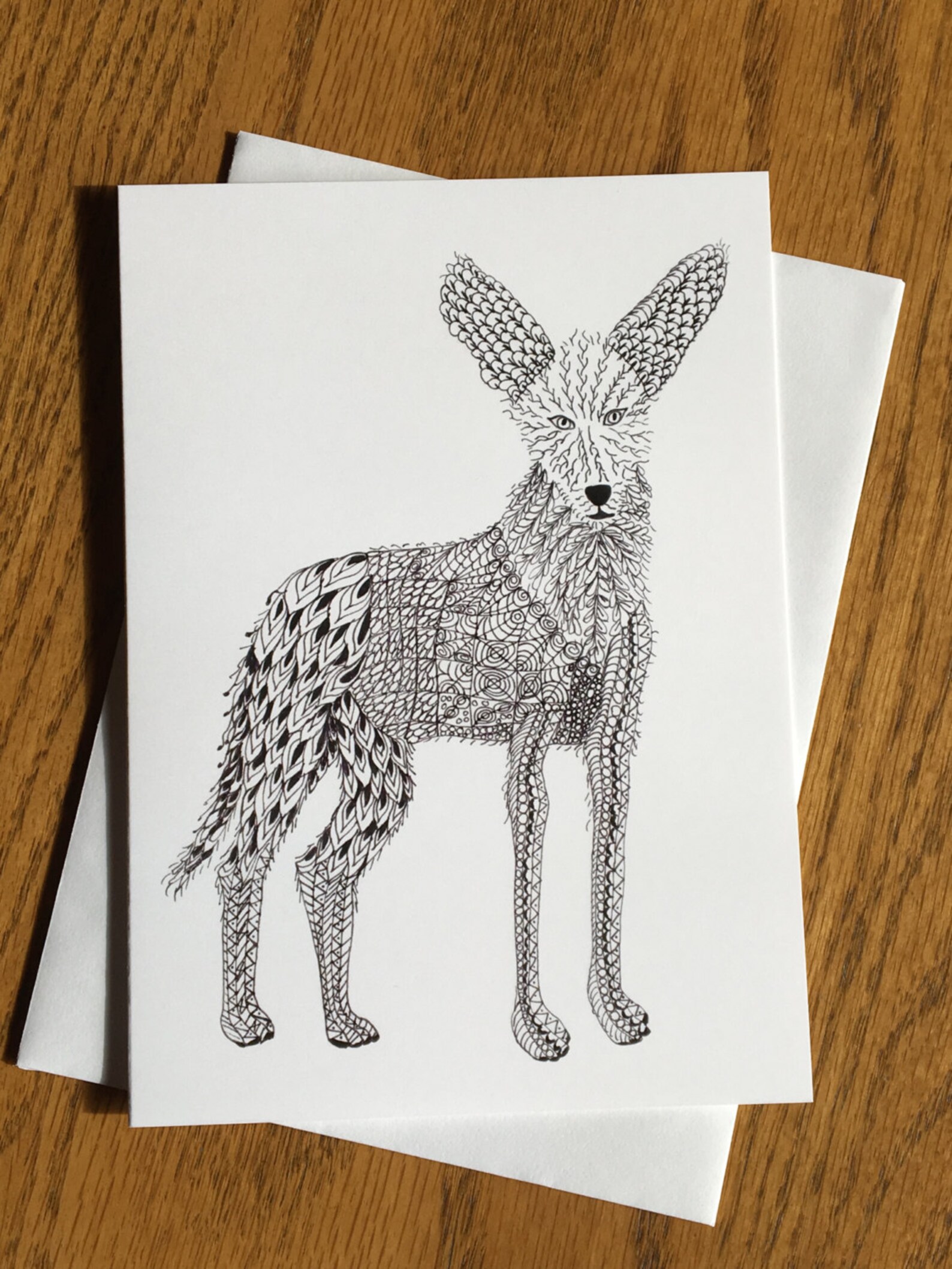 Ky, Coyote Card, Southwest Animal Card, Pen and Ink, Black and White - Etsy