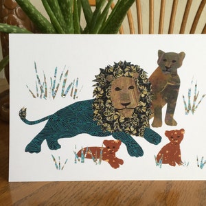 Lion Family, Lion Card, African Card, Animal Card, Cut Paper Art ...