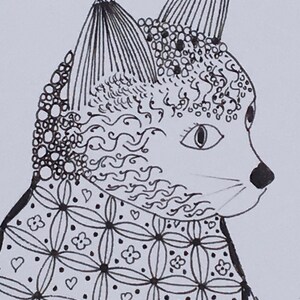 Kimi, Cat Card, Cute Female Cat, Pen and Ink, Black and White, Cute Cat ...