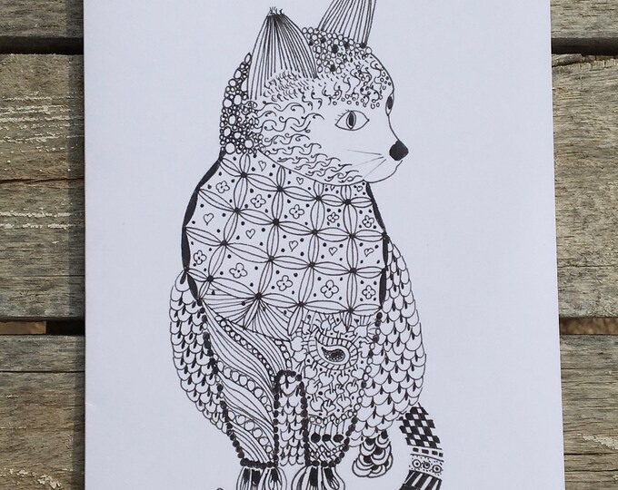 Kimi, Cat Card, Cute Female Cat, Pen and Ink, Black and White, Cute Cat ...