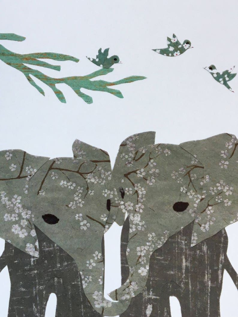 Elephant Twins Card, Animal Card, African Card, Cut Paper Art, Baby ...