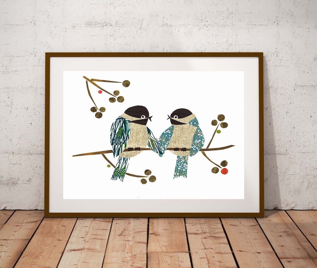 Love Birds Chickadees, Lovebirds, Bird Art, Bird Print, Cut Paper Art ...