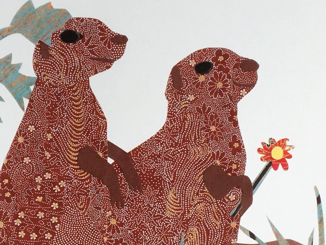 Prairie Dogs 2 Cut Paper Art Japanese Paper Whimsical Humor - Etsy