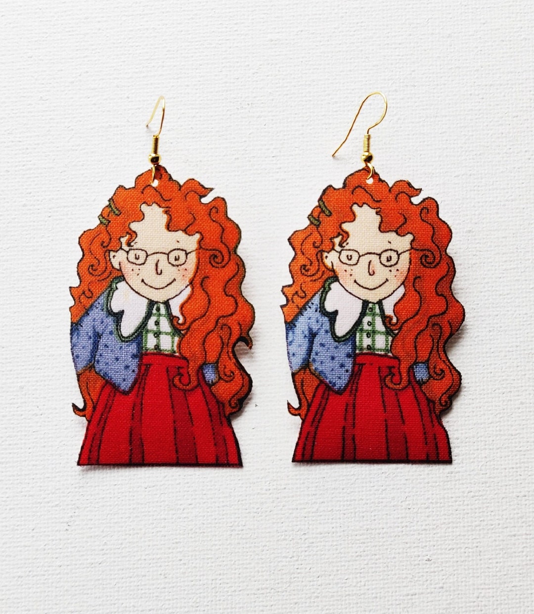 Redhead Girl Earrings Redhaired Fabric Earrings Ginger Girl