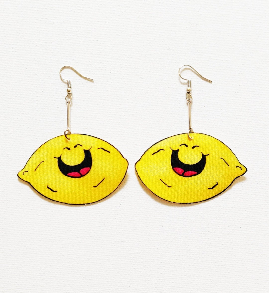 Lemon Fabric Earrings, Happy Lemons, Lemon Face Earrings, Lemon Jewelry ...