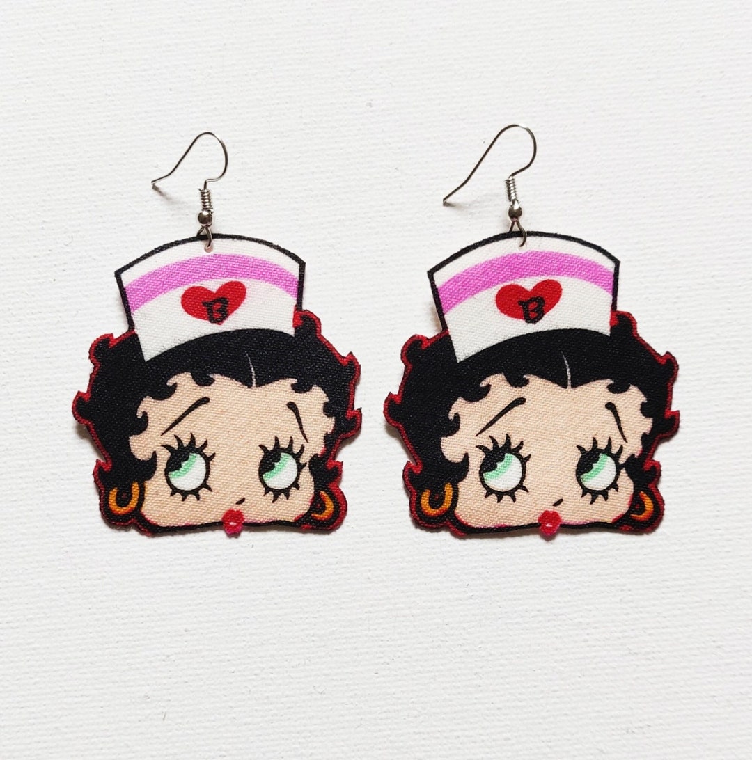 Betty Boop Nurse, Nurse Fabric Earrings, Betty Boop Doctor, Nurse Gift ...