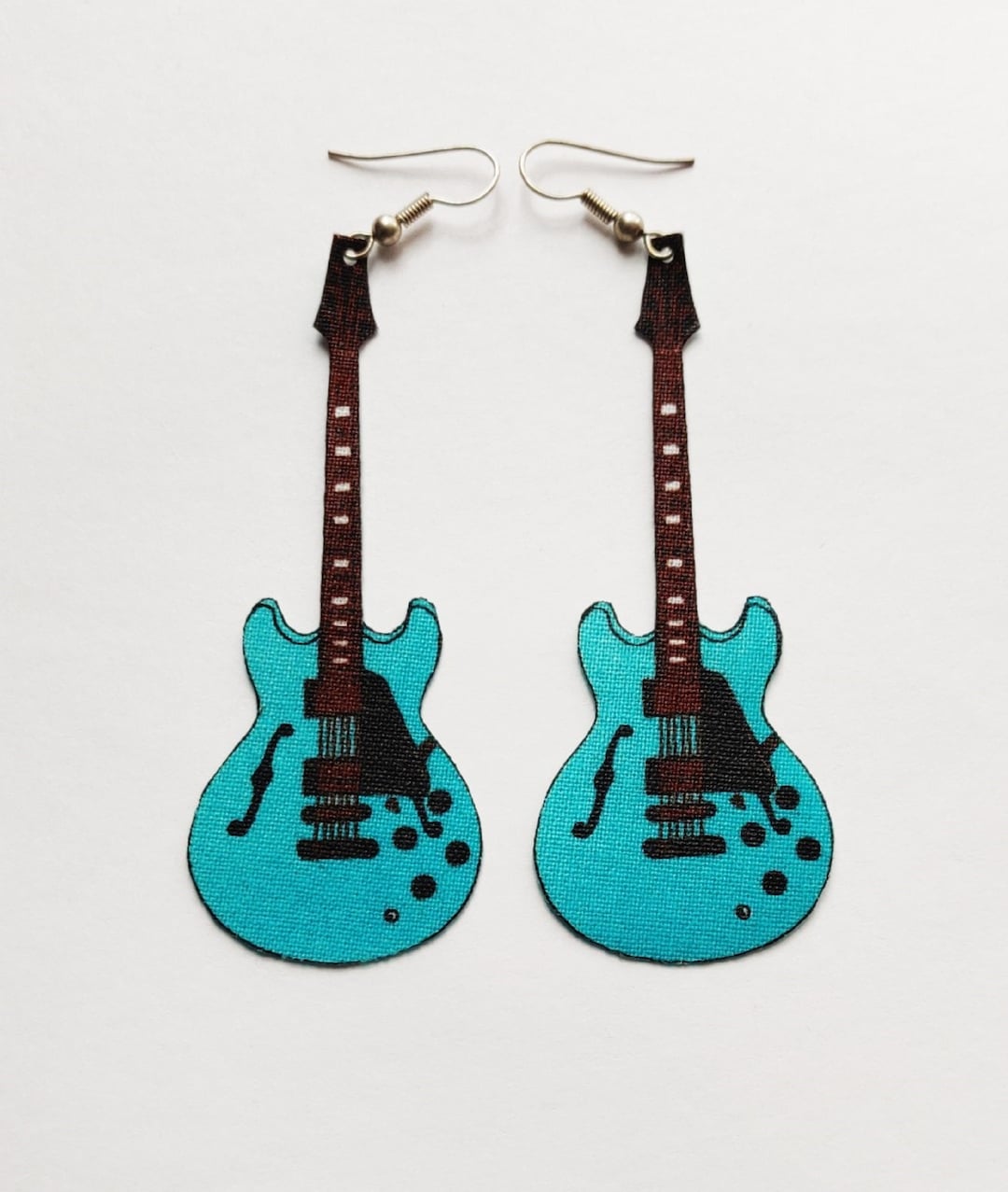 Fun Guitar Earrings, Guitar Fabric Earrings, Guitar Jewelry, Music ...
