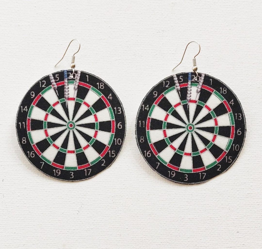 Dart Board Earrings, Dartboard Fabric Earrings, Darts Earrings, Target ...
