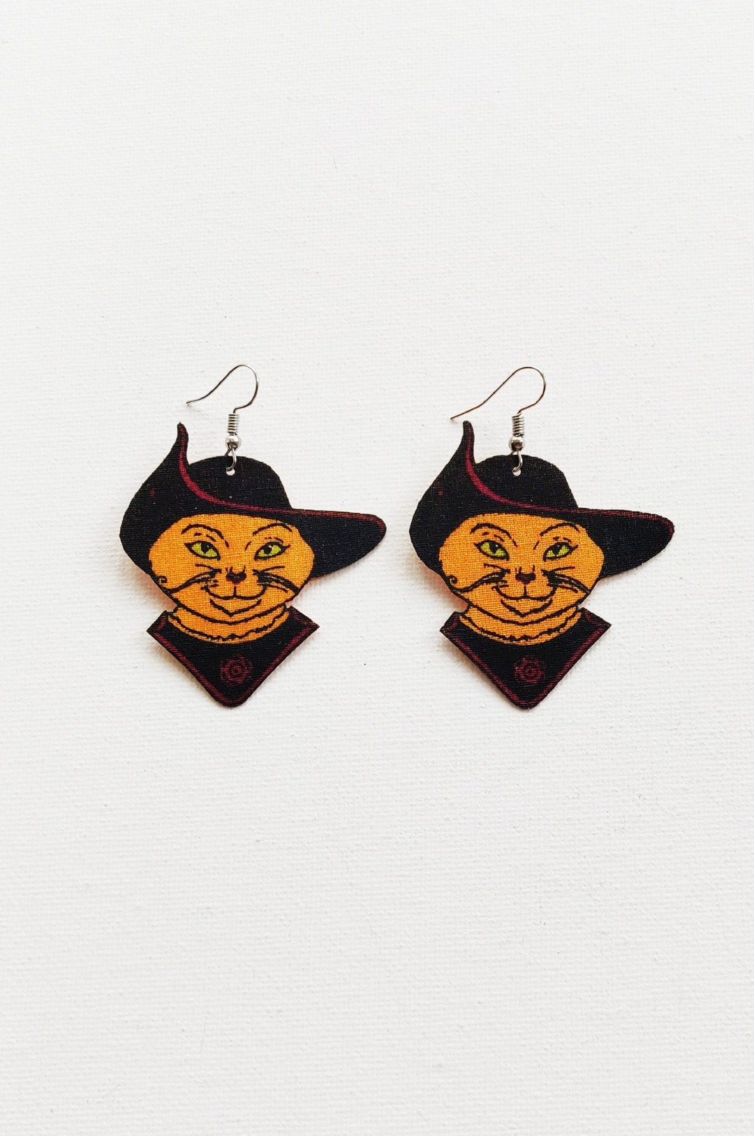 Puss in Boots From Shrek Fabric Earrings, Puss in Boots Earrings, Shrek ...