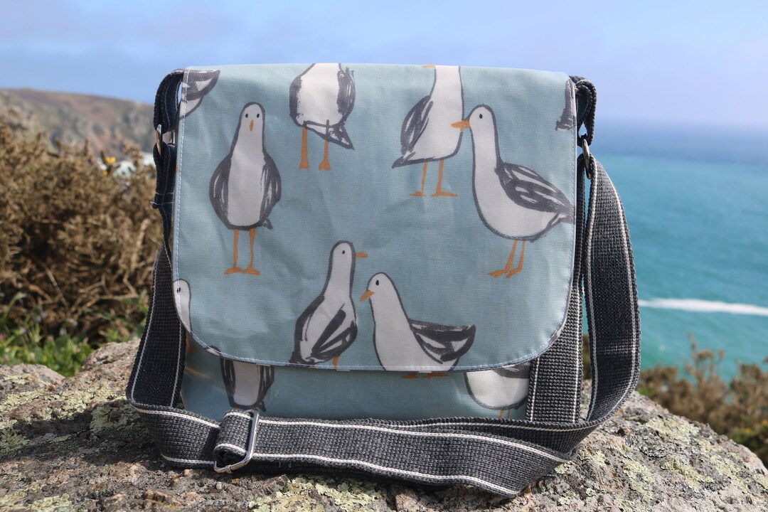 Friendly Seagull Design Oilcloth Messenger Bag. Waterproof. - Etsy