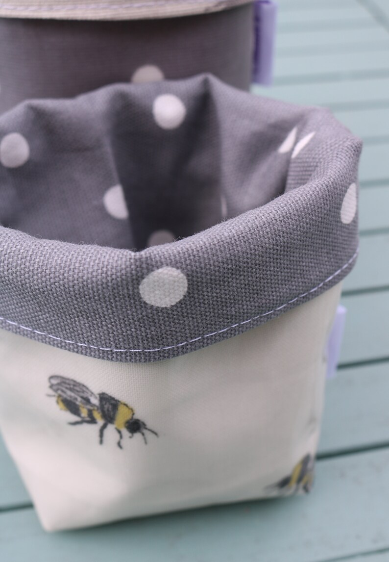 Cotton and oilcloth fabric buckets. Storage pots. | Etsy