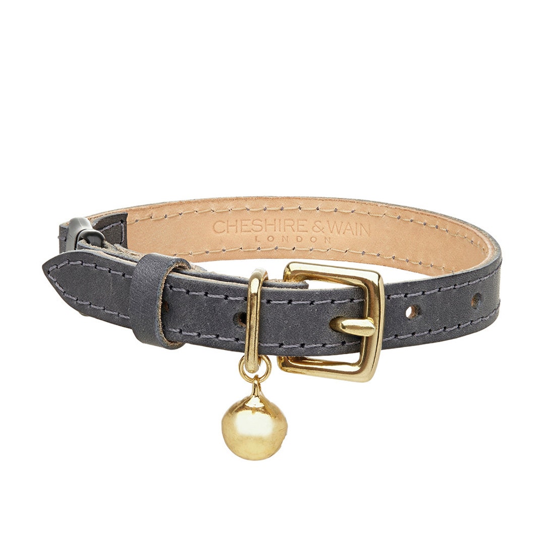 Grey Leather Cat Collar With Safety Catch - Etsy