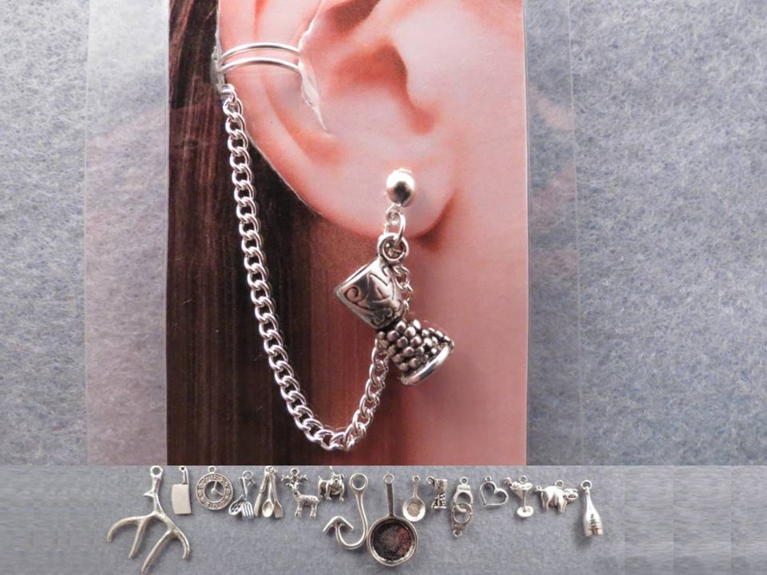 Hannibal Ear Cuff and Post With the Charm of Your Choice and a Chain ...