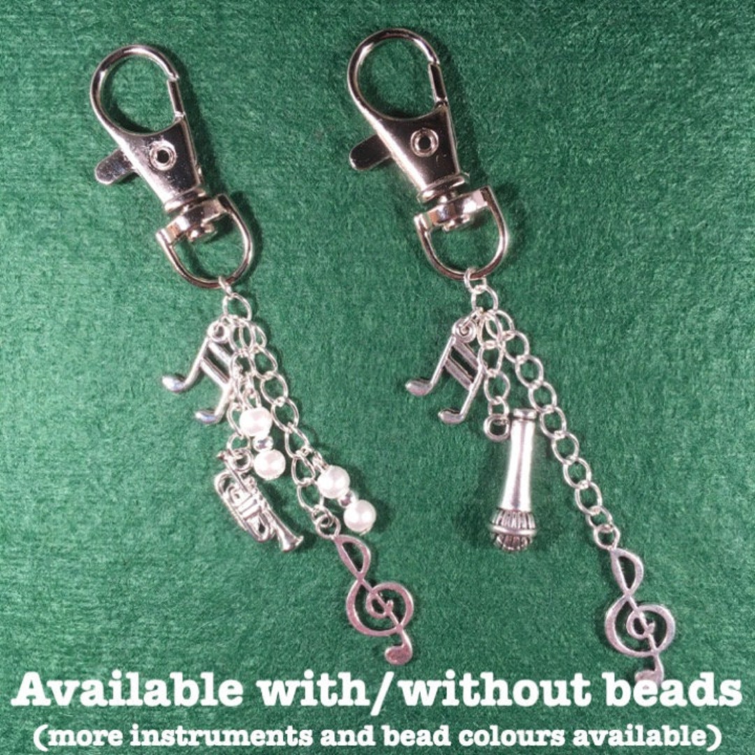 Music Themed Bag Charm - Available With or Without Beads (more Bead ...