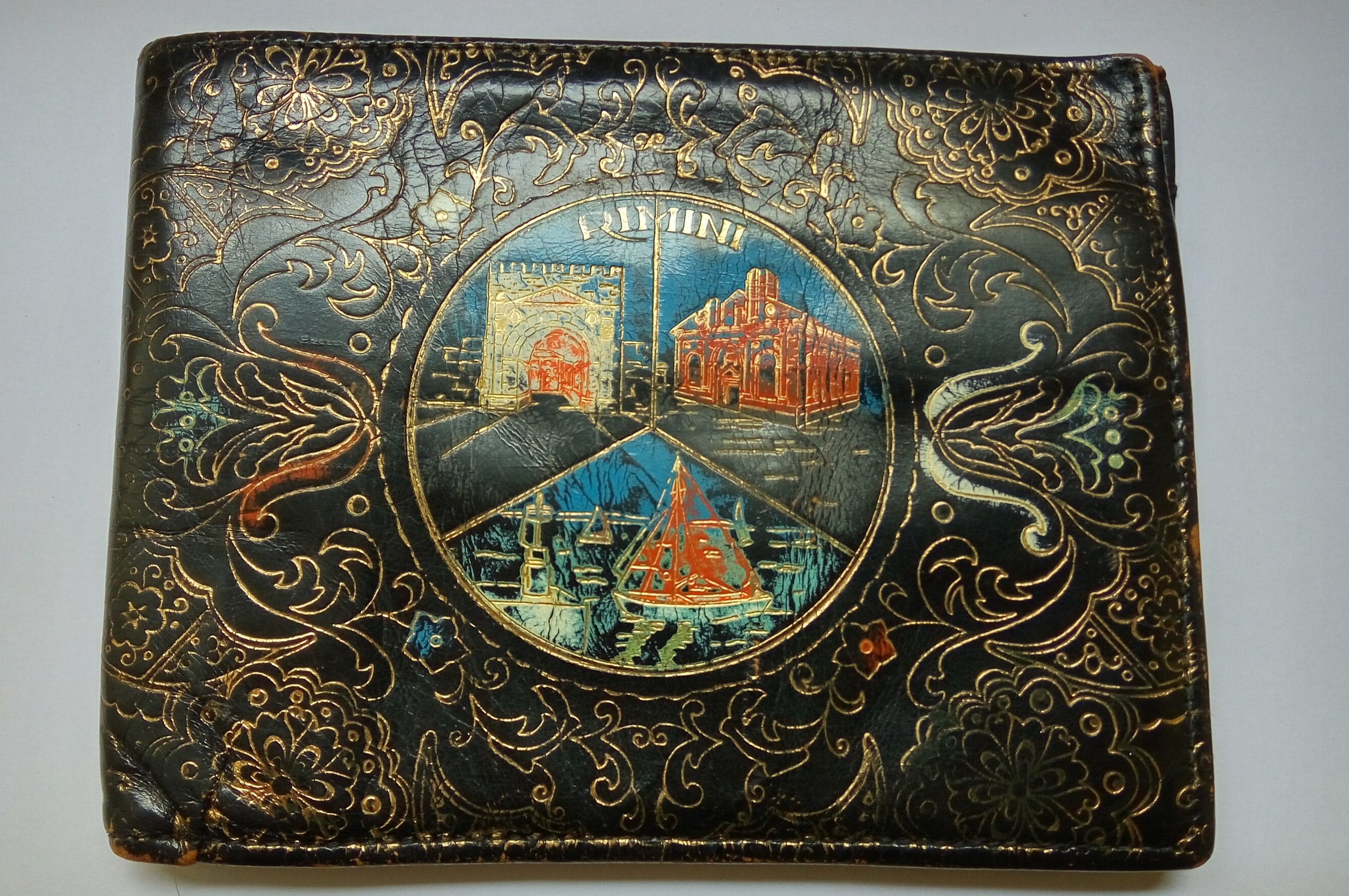 Vintage Florentine Italian Leather Wallet Rimini Black Gold Tone - Etsy